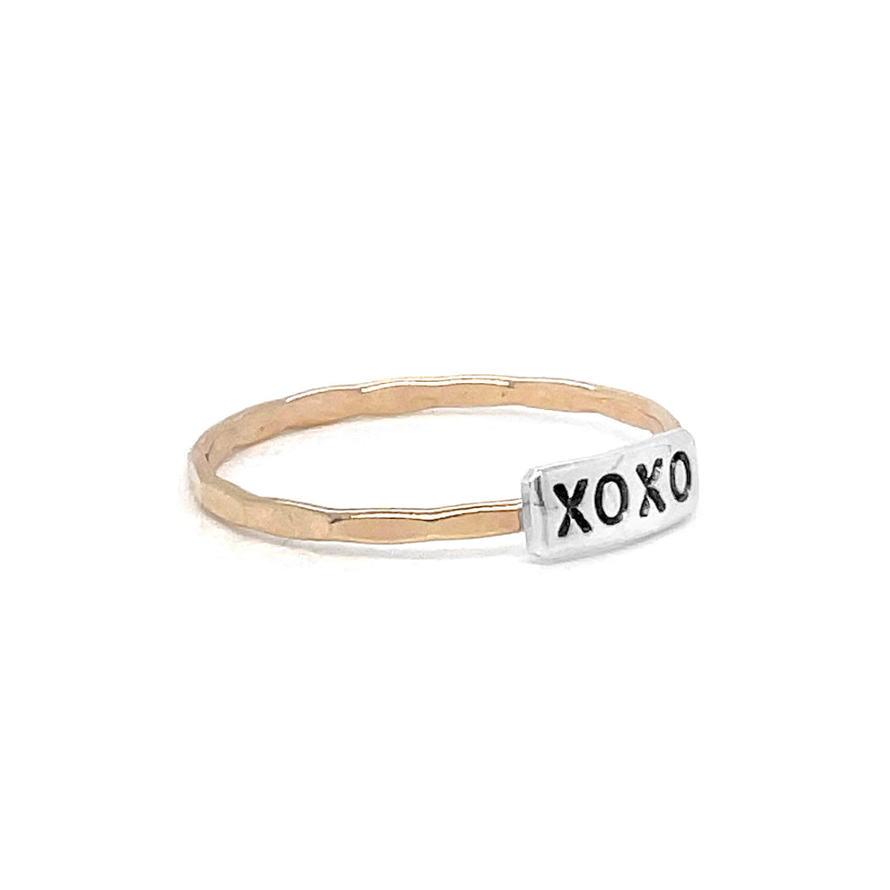XOXO Text Plaque Stacking Ring – House of Metalworks